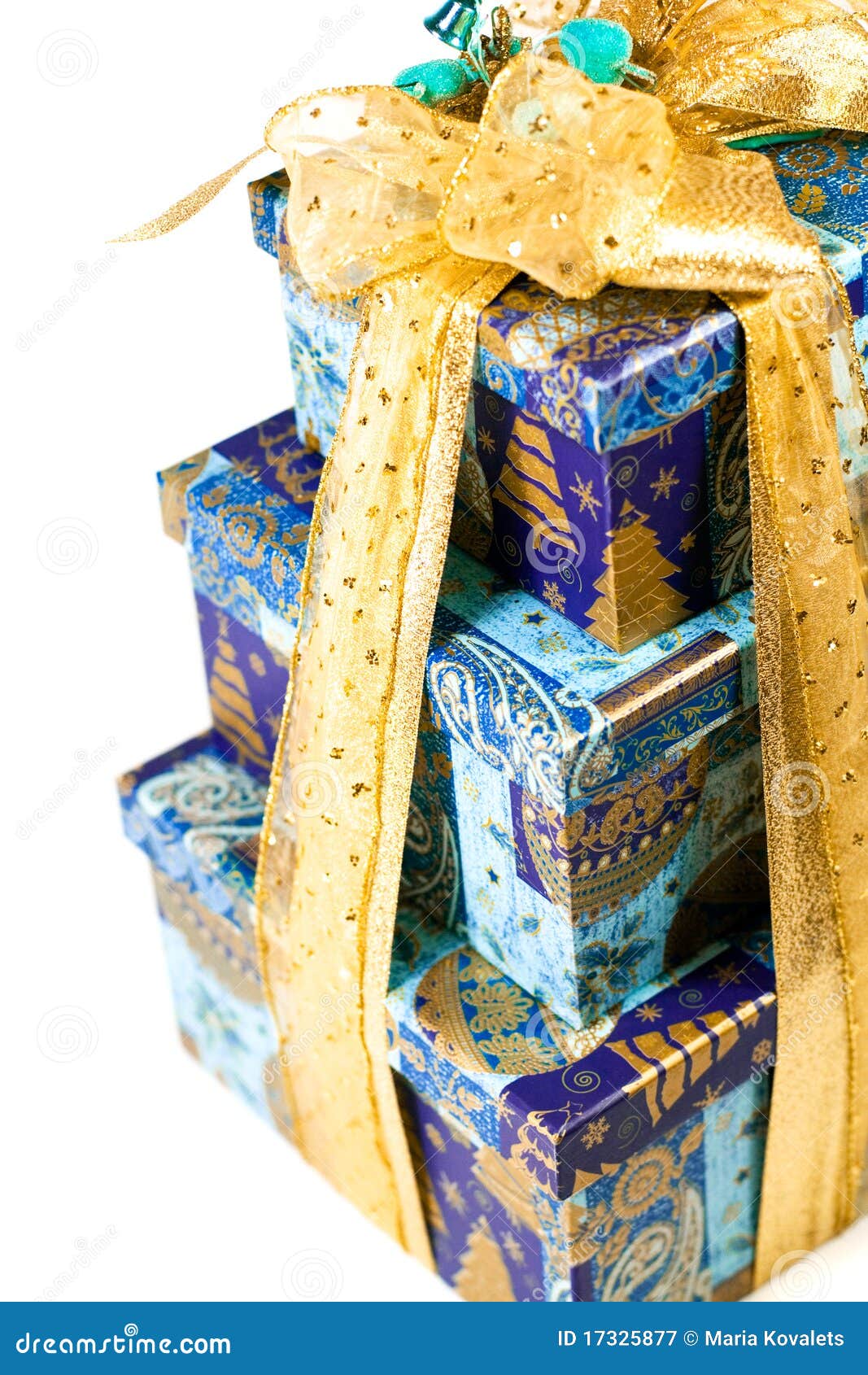 Pyramid of blue gift boxes stock image. Image of surprise - 17325877