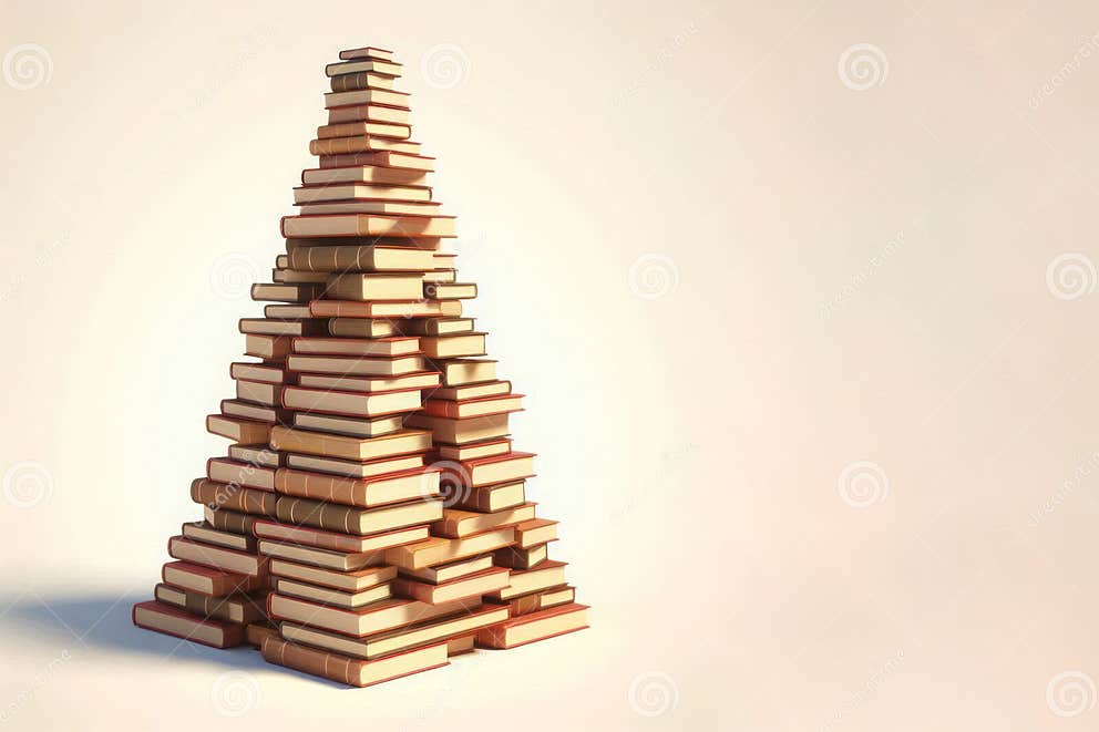 Pyramid of Books on a Light Background. Space for Text. Stock Photo ...