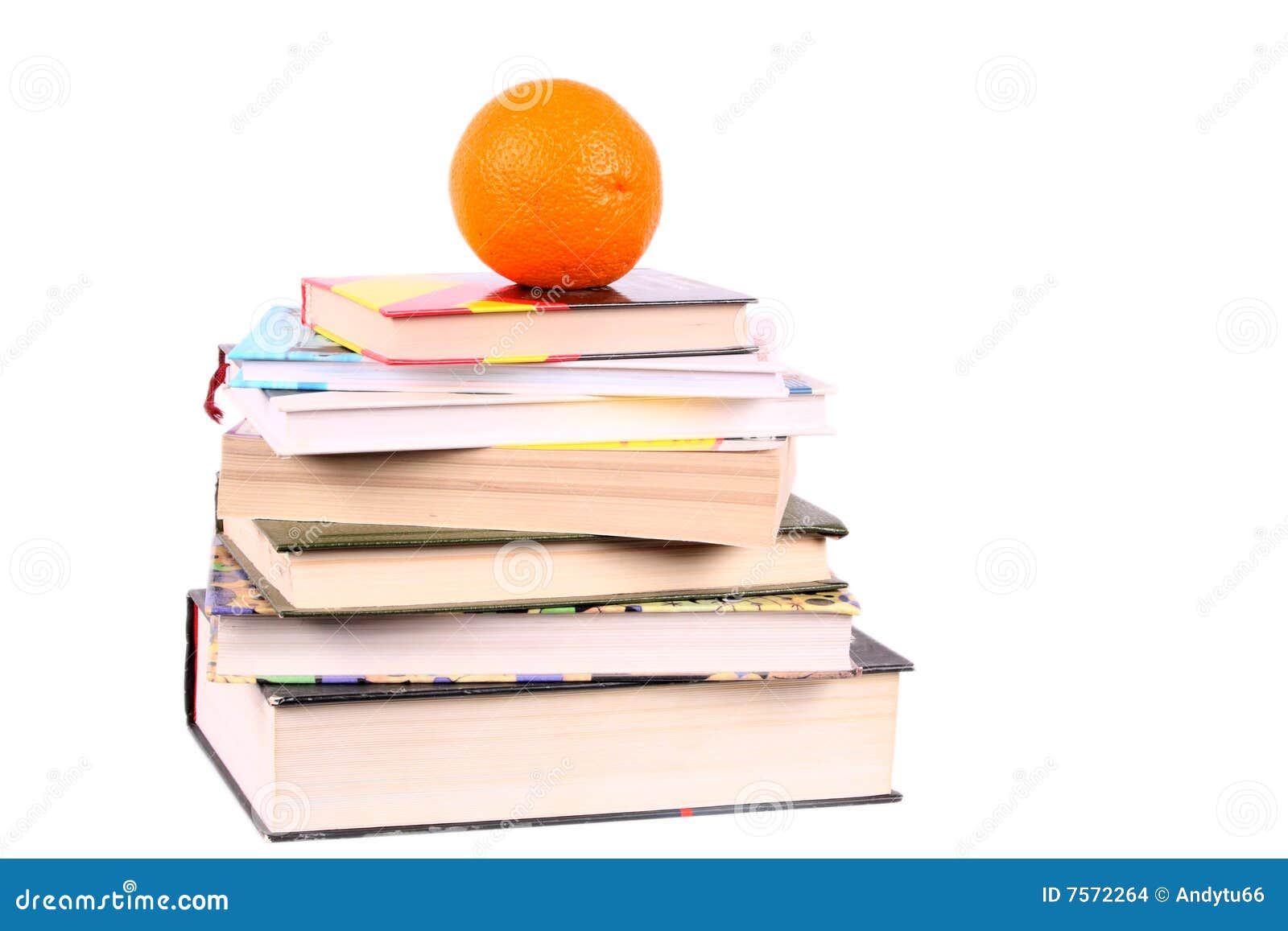 Pyramid of Books with Orange on the Top Stock Photo - Image of read ...