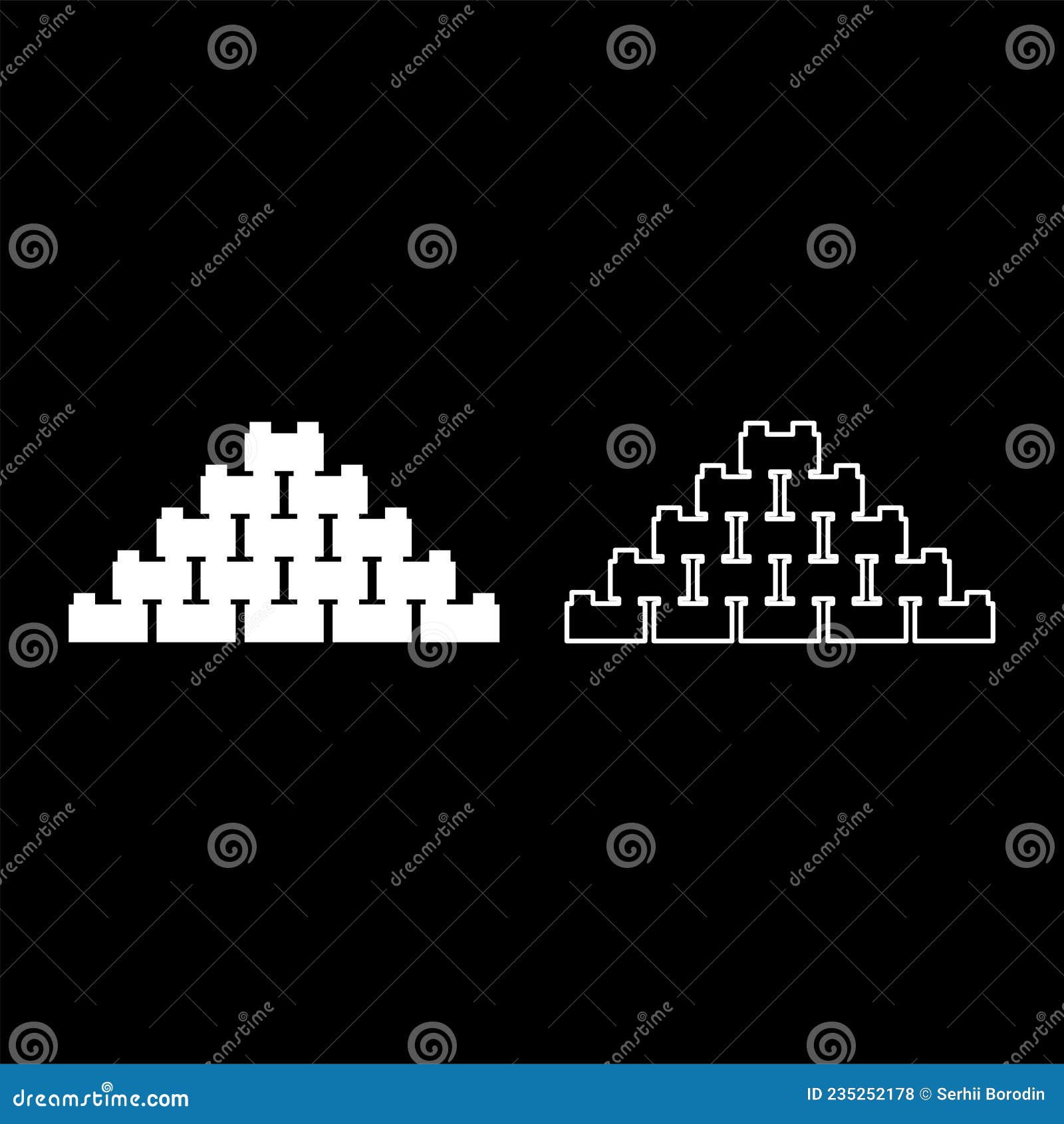 Pyramid of Bricks Icon White Color Vector Illustration Flat Style Image ...