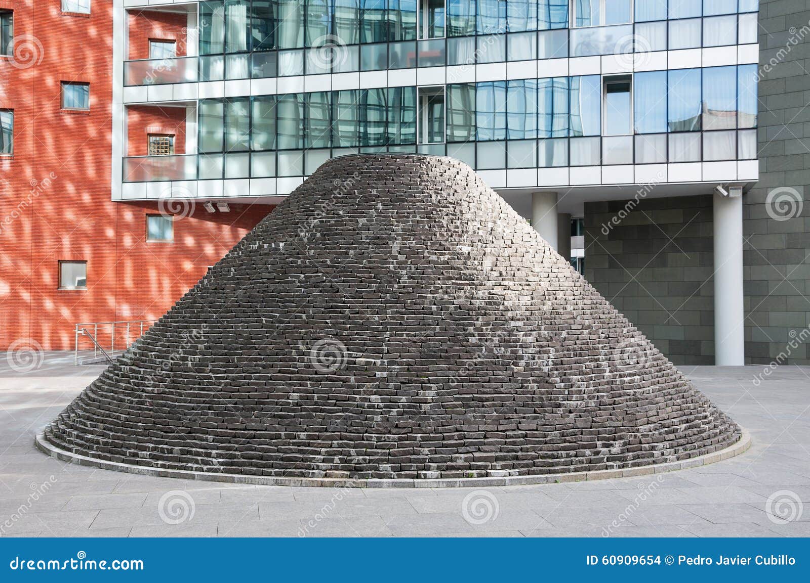 Pyramid of Bricks on Street, in the City of Bilbao Spain. Stock Photo ...