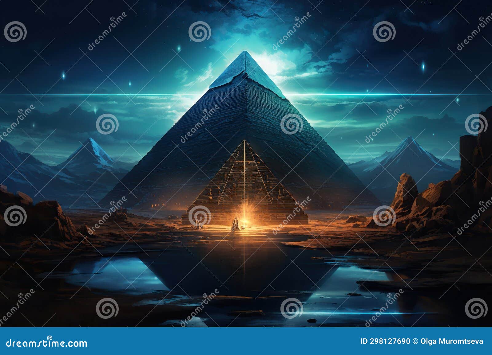 A Pyramid with Bright Light at the Center Against the Backdrop of the ...