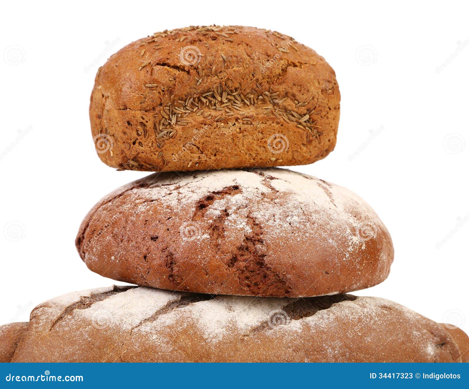 Pyramid of brown breads. stock image. Image of grain - 34417323