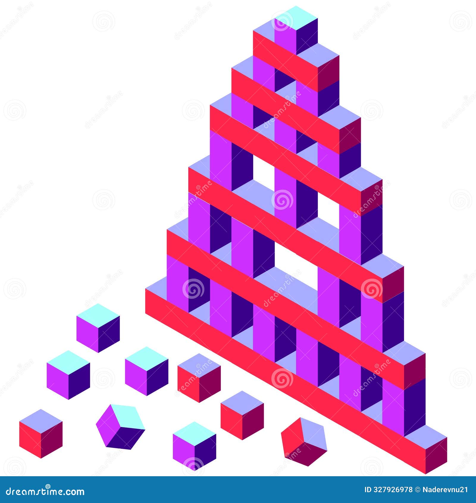 A Pyramid Built from Colored Cubes Stock Illustration - Illustration of ...