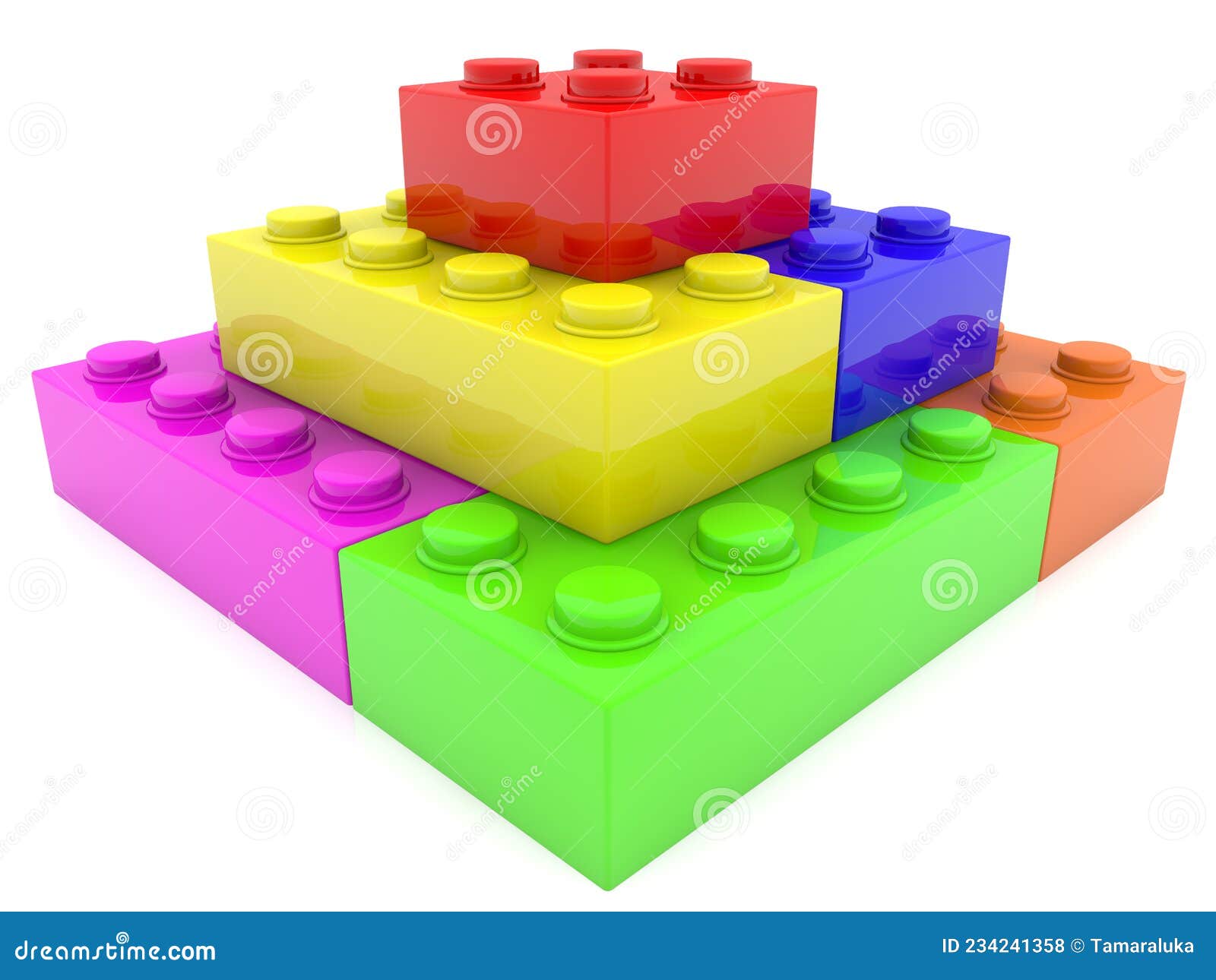 The Pyramid is Built of Colored Toy Bricks Stock Illustration ...