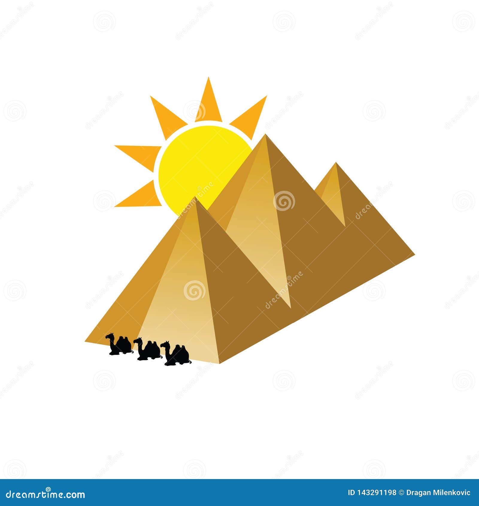 Pyramid with Camel Illustration Stock Vector - Illustration of travel ...
