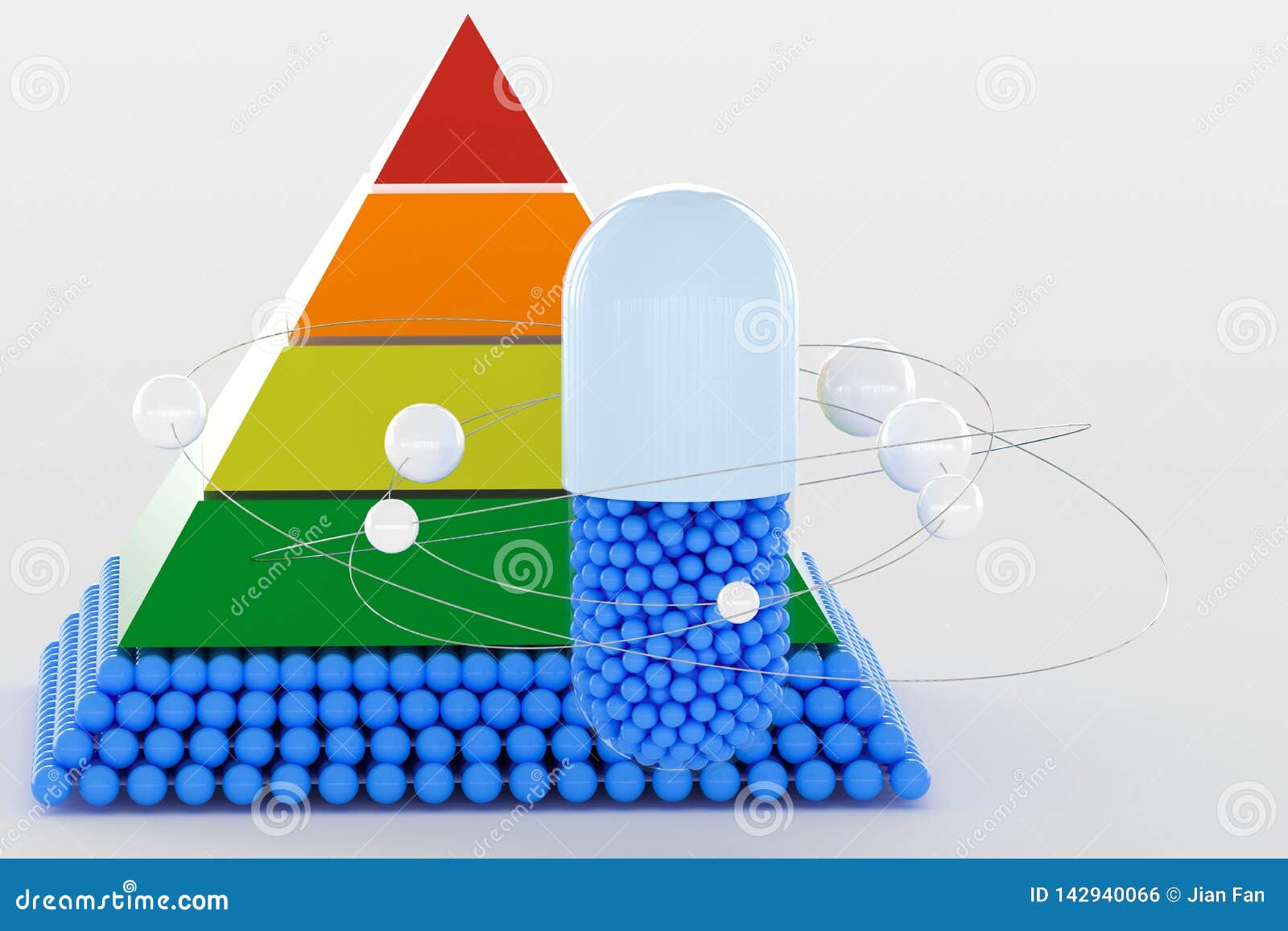 Pyramid and Capsule, 3d Rendering Stock Illustration - Illustration of ...