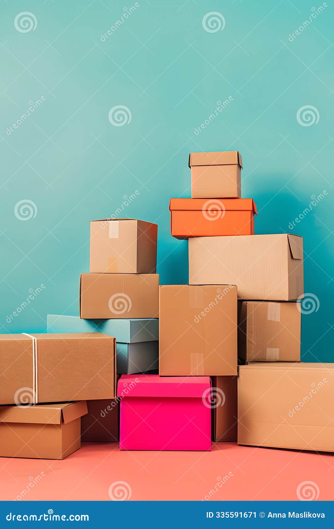 Set Of Boxes With Abstract Barcodes. Delivery And Transportation Of ...