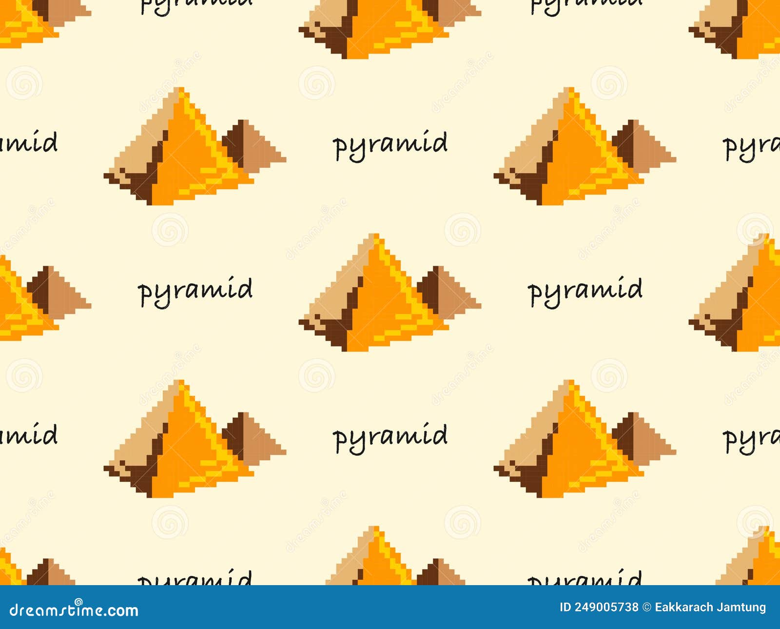 Pyramid Seamless Pattern on Yellow Background. Pixel Style Stock ...