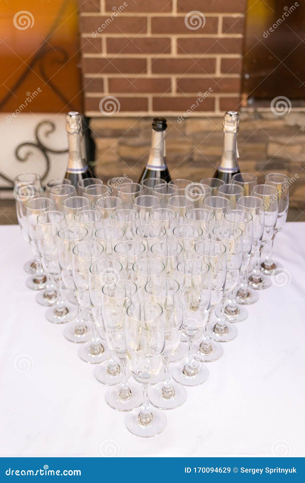 Pyramid of Champagne Glasses Stock Image - Image of wineglass ...
