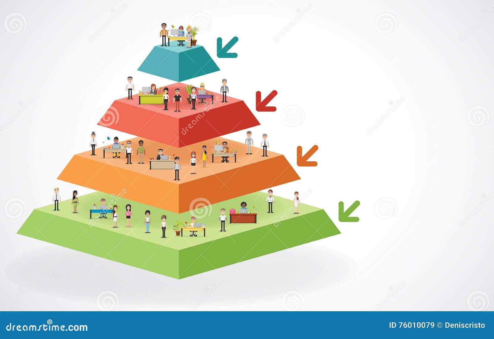Pyramid Chart with Business People Working Stock Vector - Illustration ...