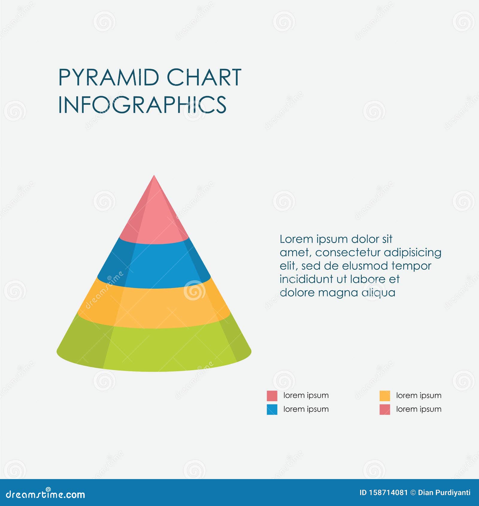 Pyramid Chart 3D Infographics Elements Vector Set, Flat Design, Full ...