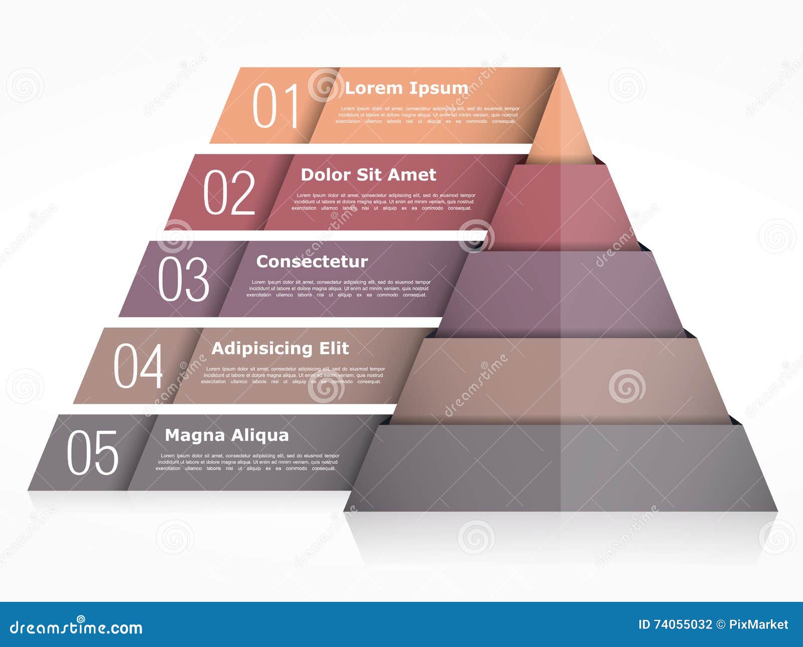 Pyramid Chart with Five Elements Stock Vector - Illustration of concept ...