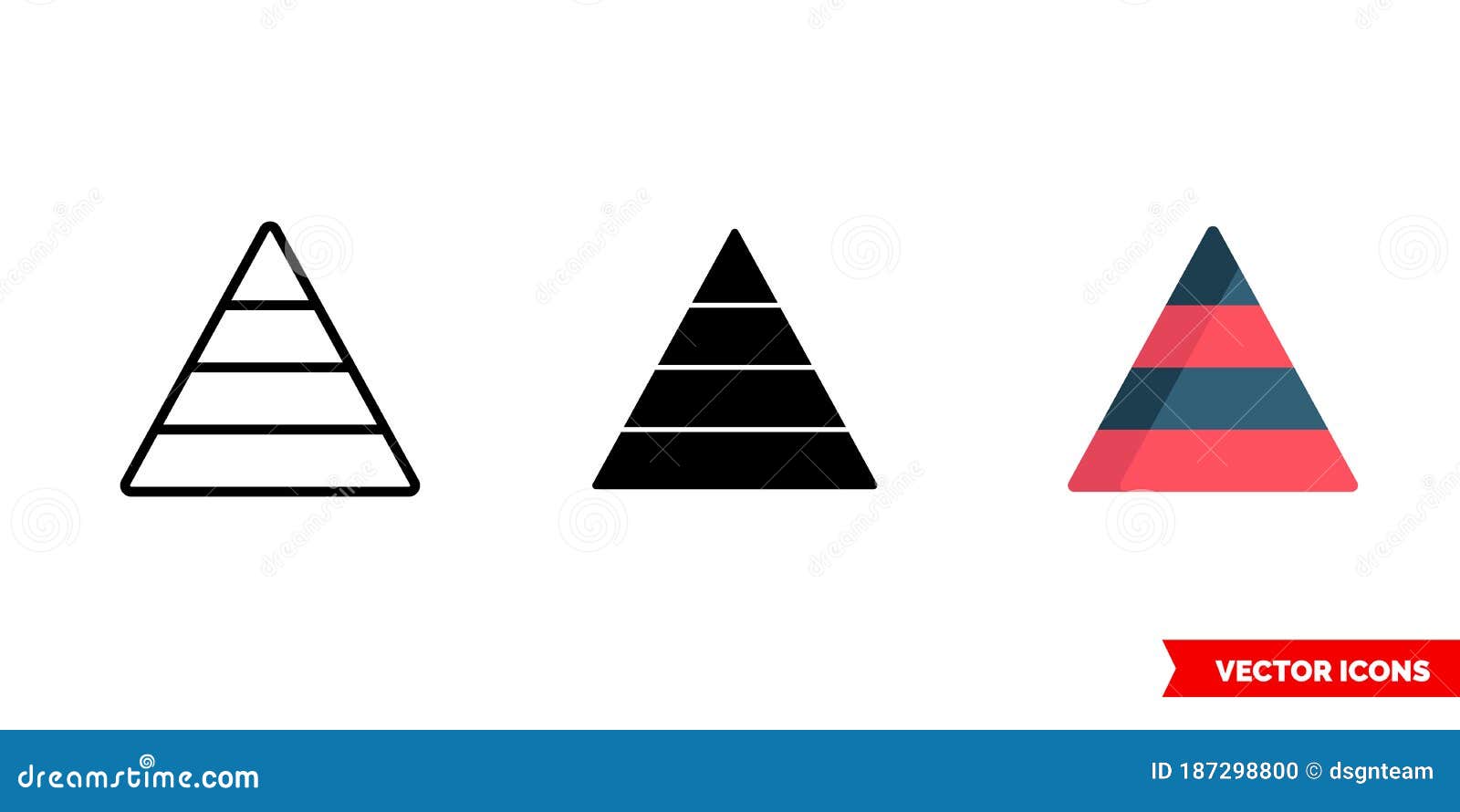 Pyramid Chart Icon Of 3 Types Isolated Vector Sign Symbol Stock