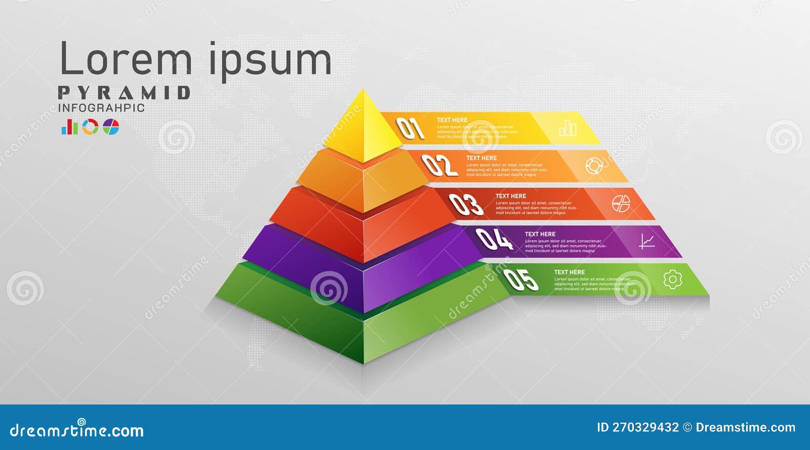 Pyramid Chart Infographic Vector Illustration with Colorful Topic ...