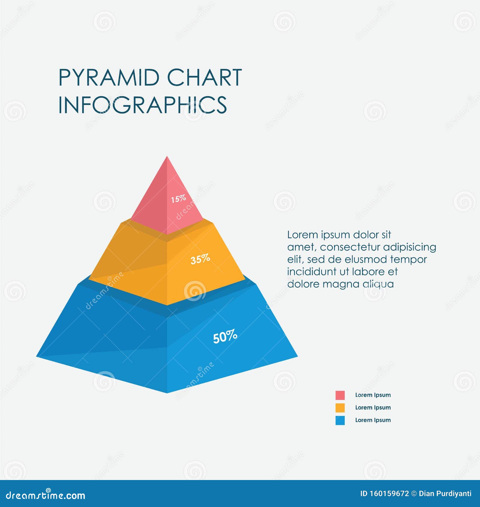 Pyramid Chart Infographics Elements 3D Vector Flat Design, Sign, Icon ...
