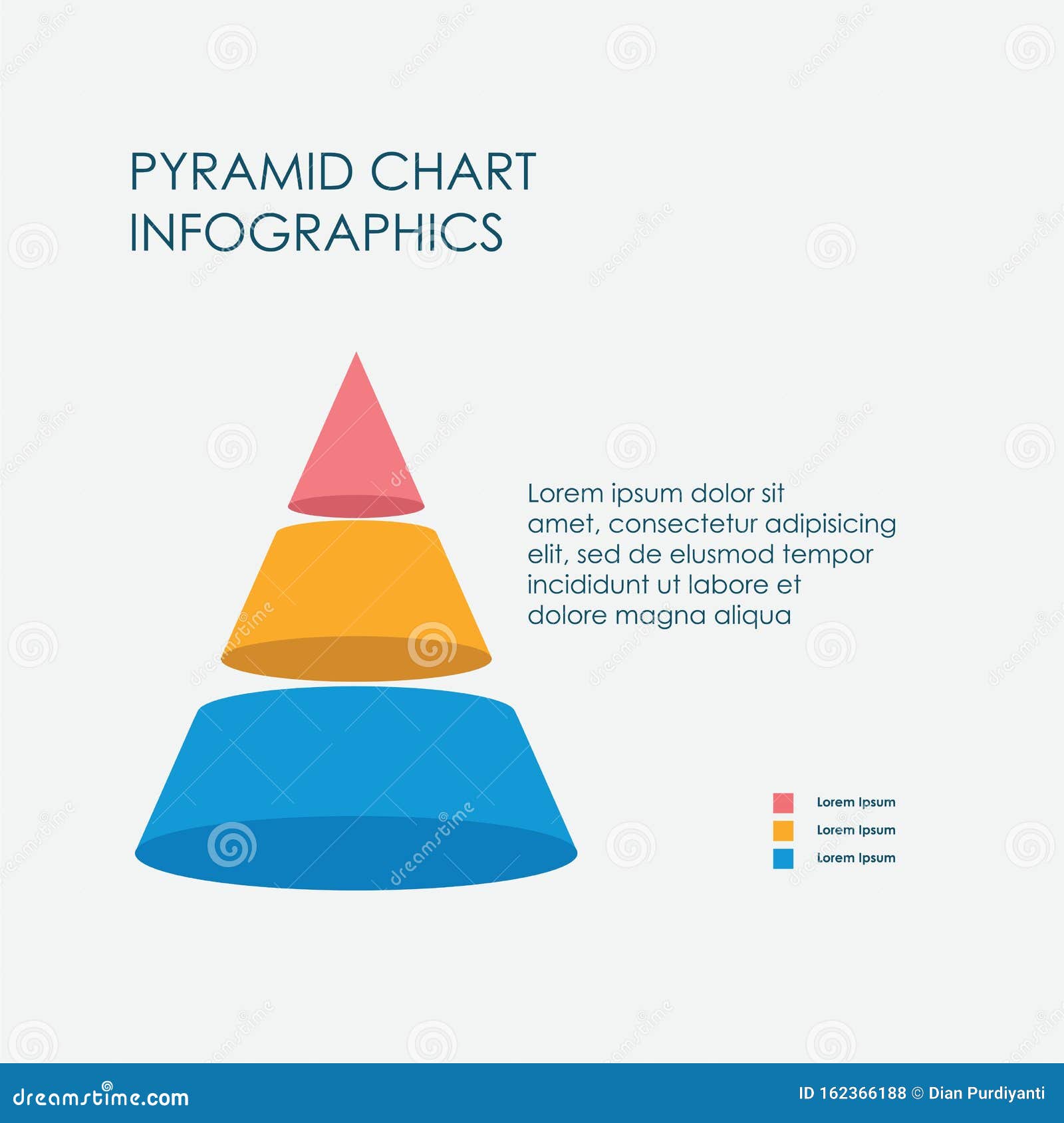 Pyramid Chart Infographics Elements 3D Vector Flat Design, Sign, Icon ...