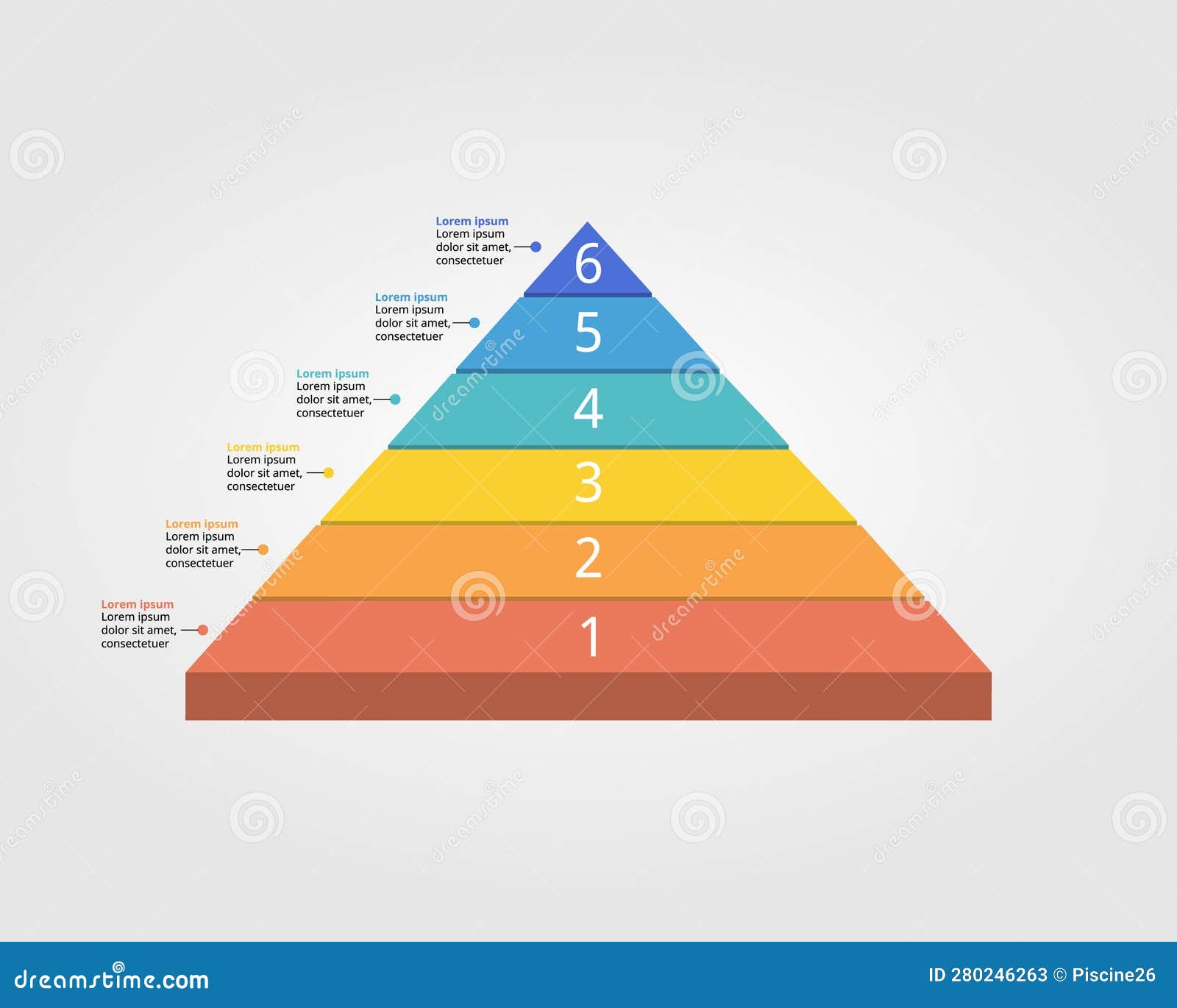 Pyramid Chart Level Template for Infographic for Presentation for 6 ...