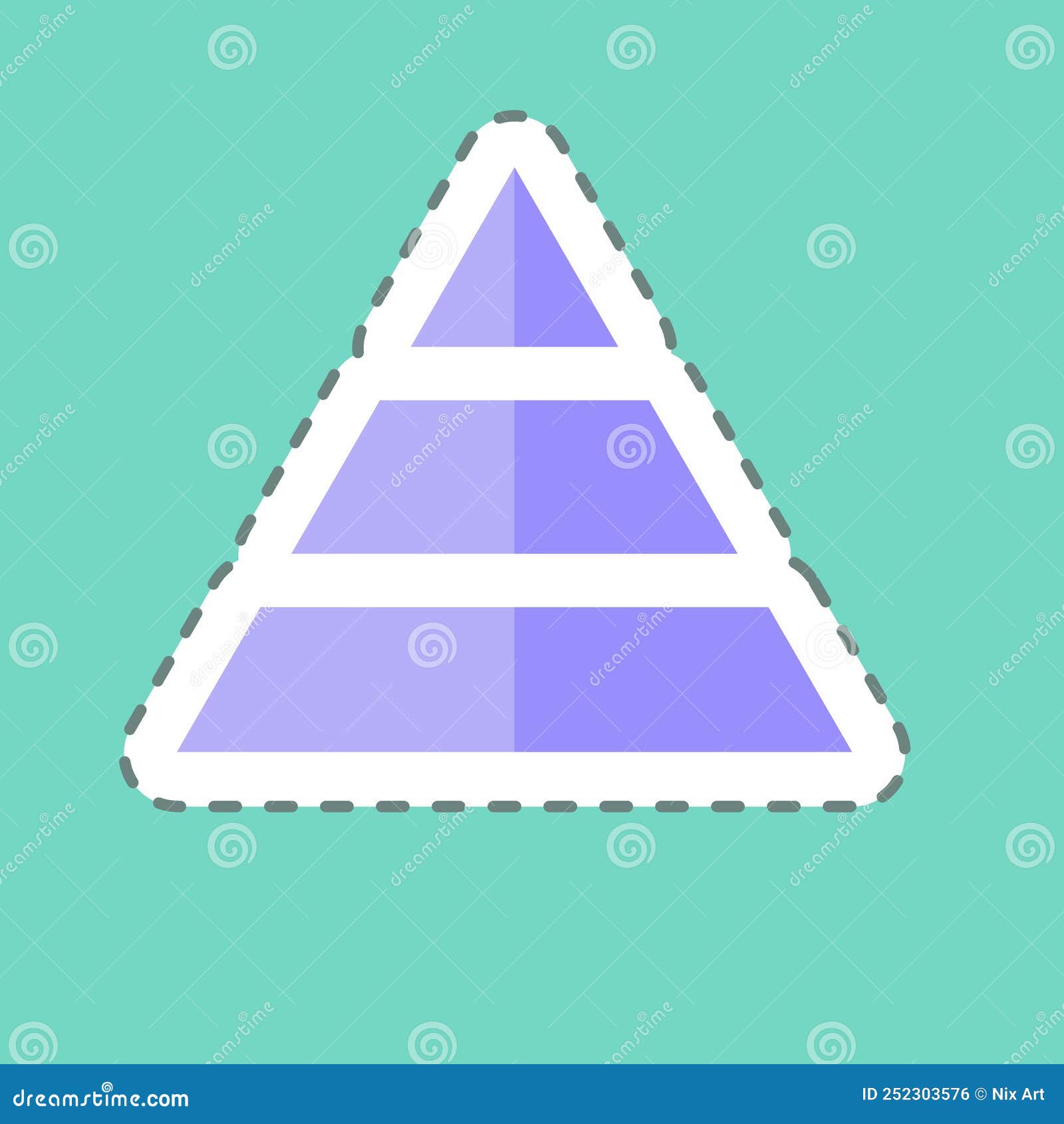 Pyramid Chart Sticker in Trendy Line Cut Isolated on Blue Background ...