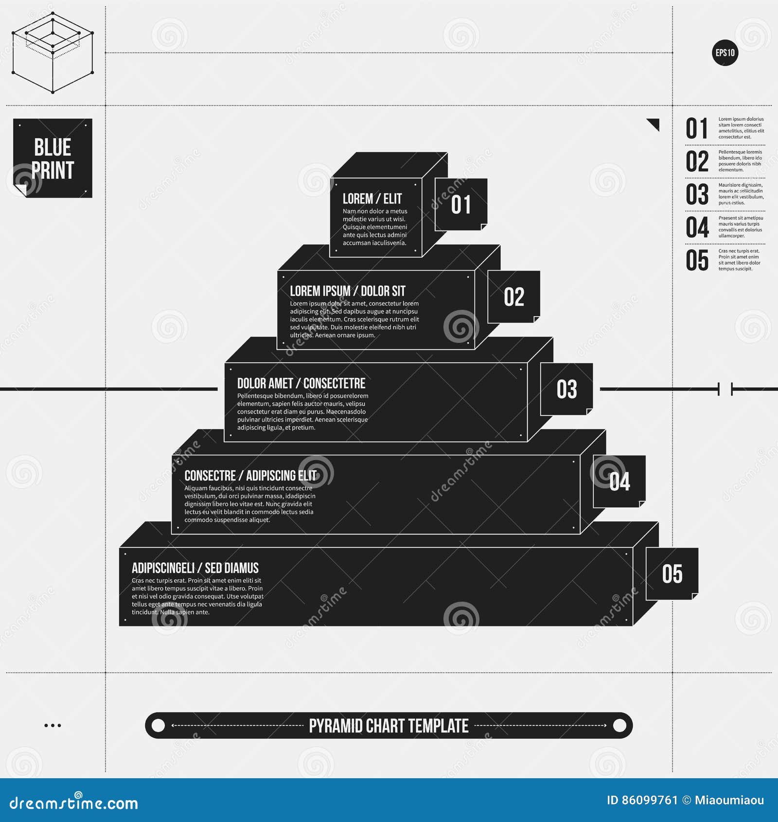 Pyramid chart template stock vector. Illustration of drawing - 86099761