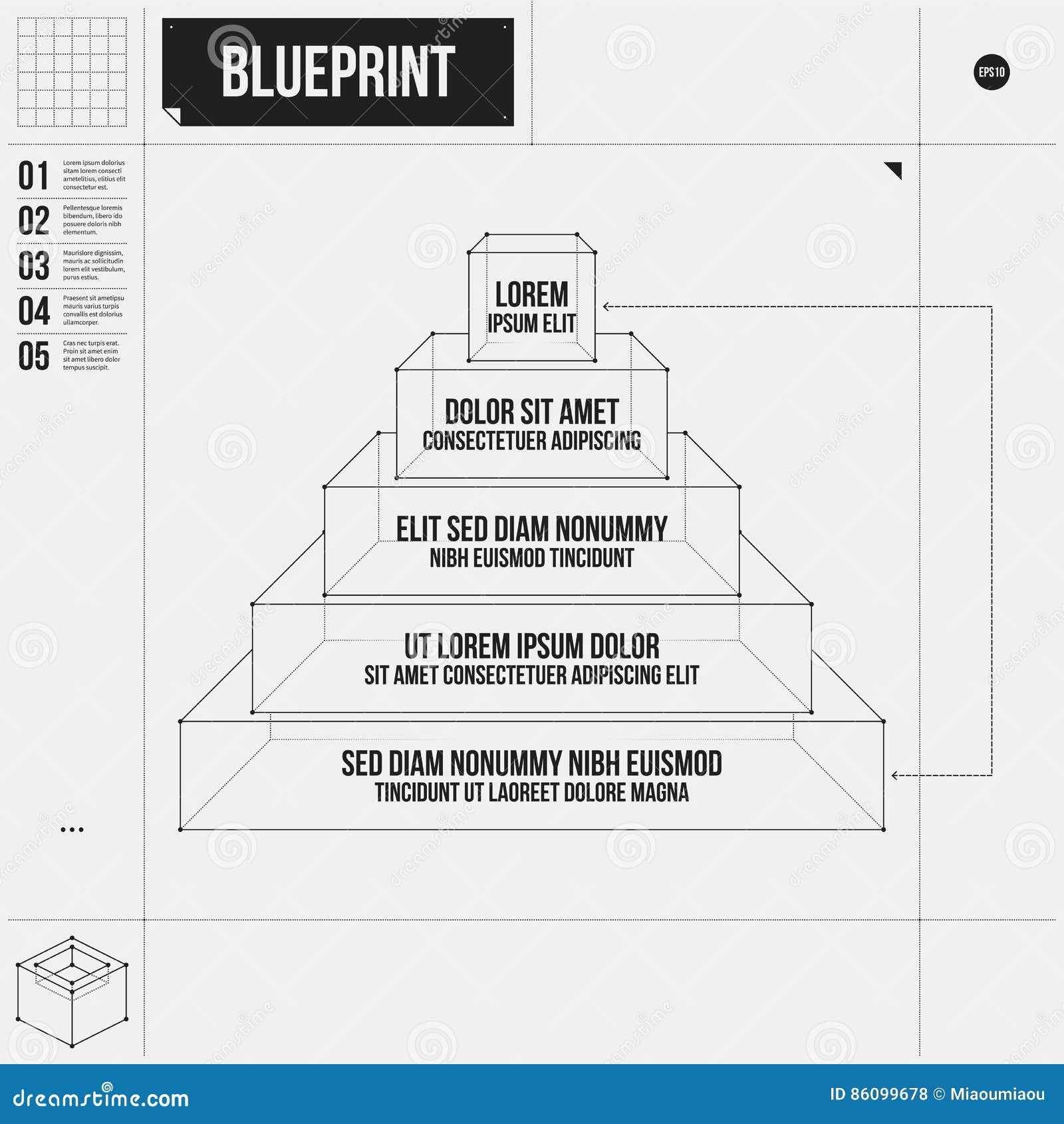Pyramid chart template stock vector. Illustration of drawing - 86099678