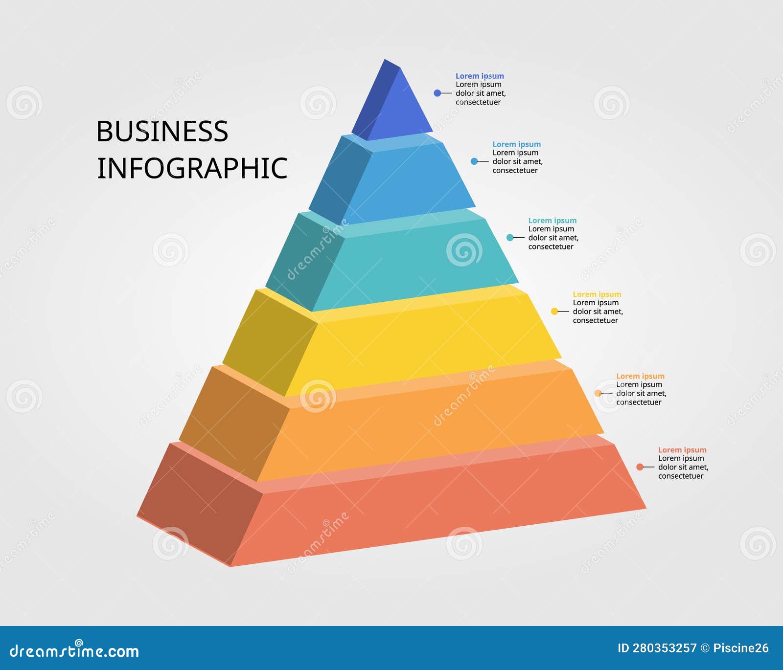 Pyramid Chart Template for Infographic for Presentation for 6 Element ...