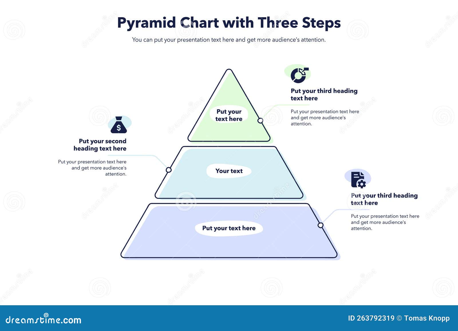 Pyramid Chart Template with Three Colorful Steps Stock Vector ...