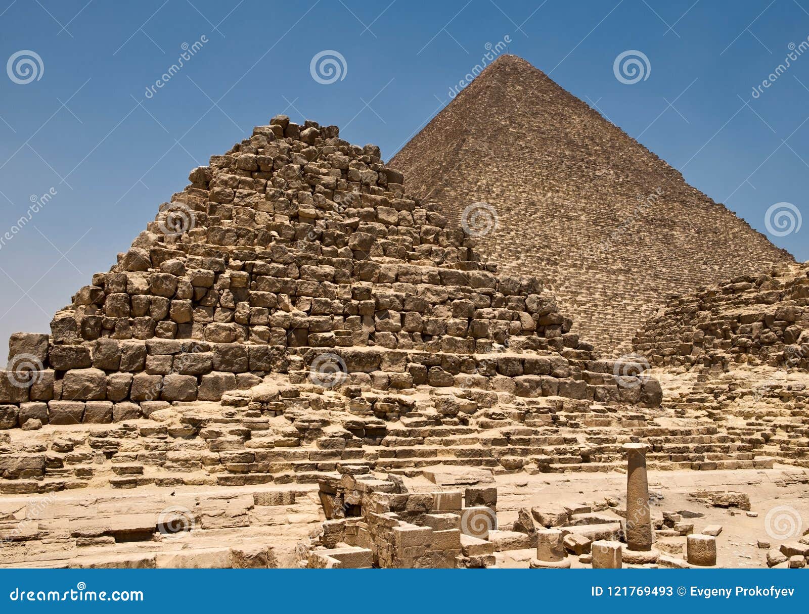 Pyramid of Cheops and Eastern Pyramids Stock Image - Image of ...