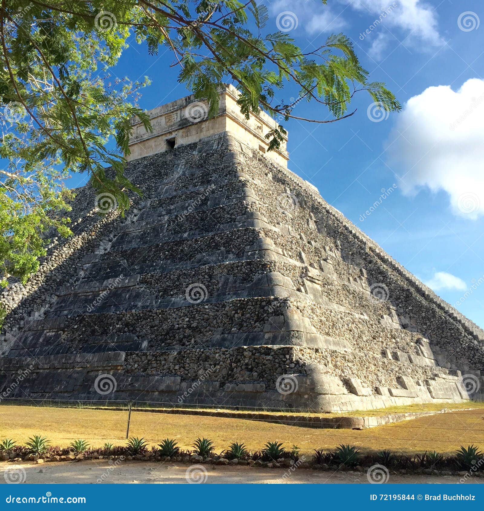 Pyramid at Chichen Itza Mexico in Spring Framed by Stock Photo - Image ...