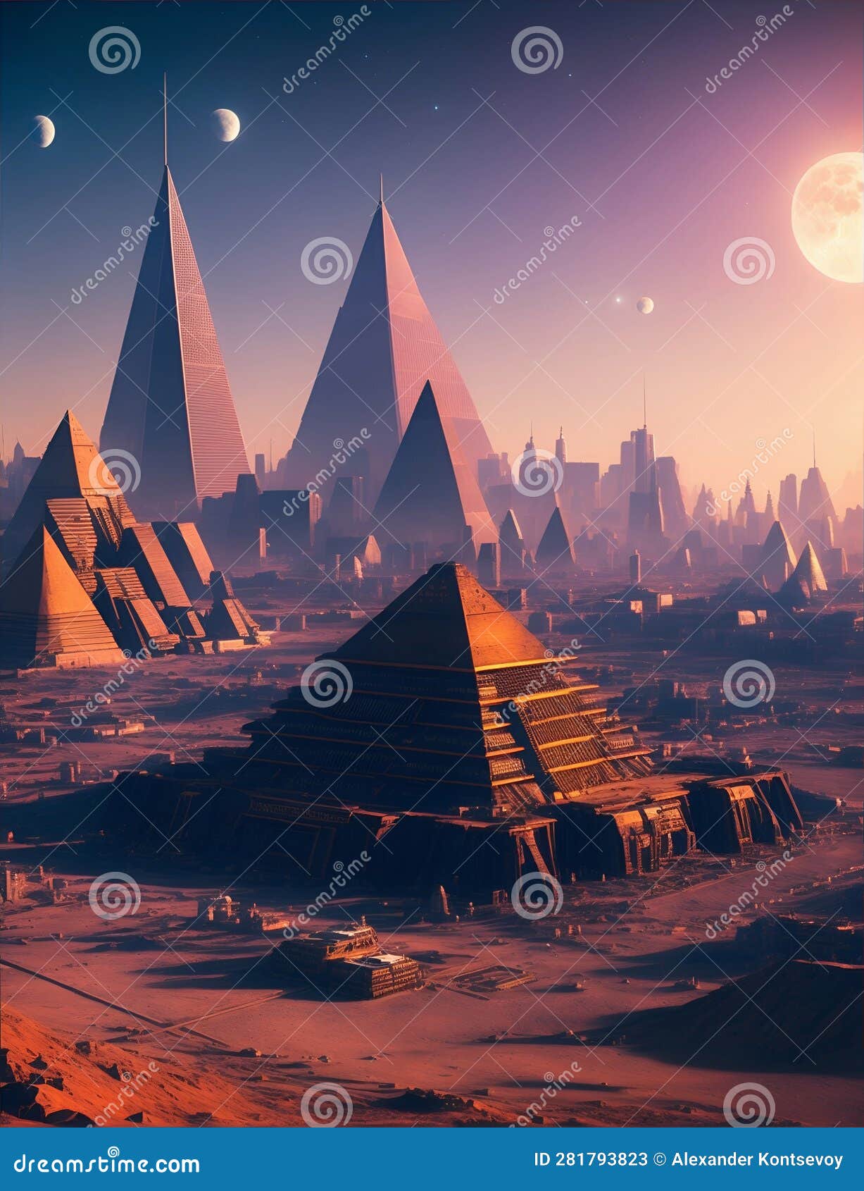 Pyramid City. Image Generated by AI Stock Illustration - Illustration ...
