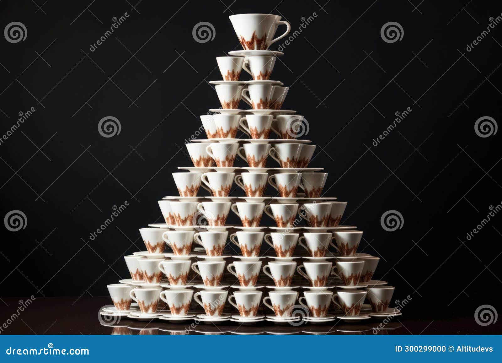 A Pyramid of Coffee Cups Decreasing in Size Towards the Top Stock ...