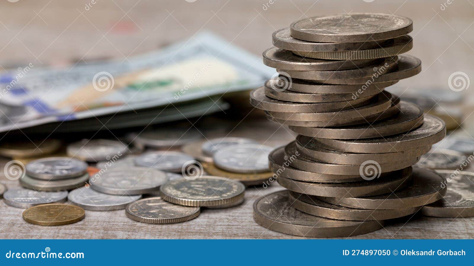 Pyramid of Coins. Column of Metal Coins Stock Photo - Image of finance ...
