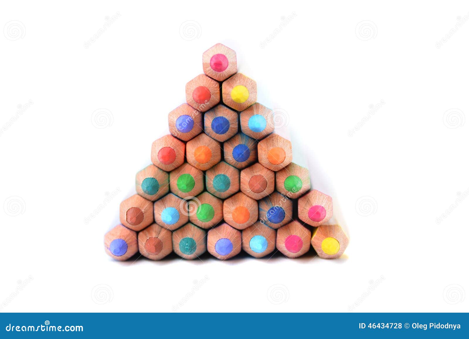 Pyramid of Color Pencils Over White Stock Photo - Image of pattern ...