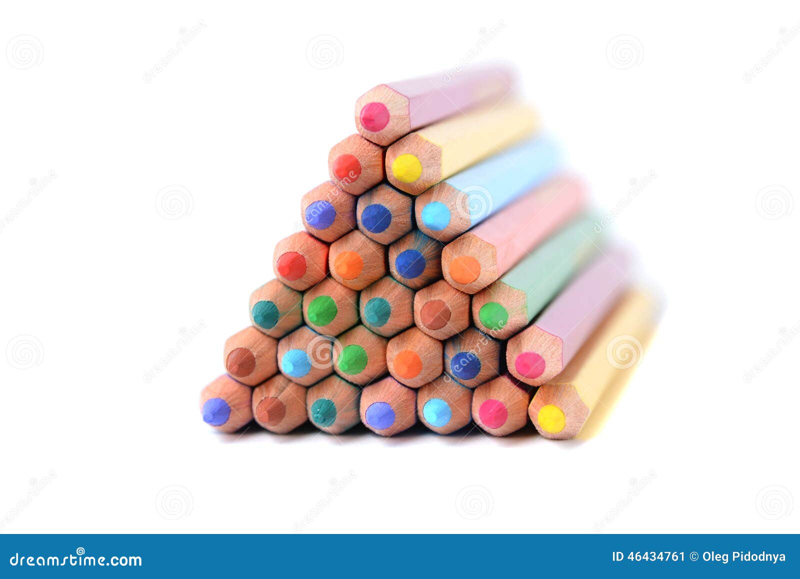 Pyramid of Color Pencils Over White Stock Image - Image of abstract ...