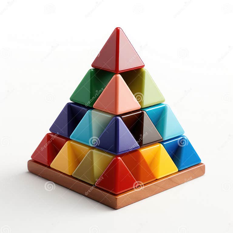 A Pyramid of Colored Plastic Pyramids on a White Surface, Clipart on ...