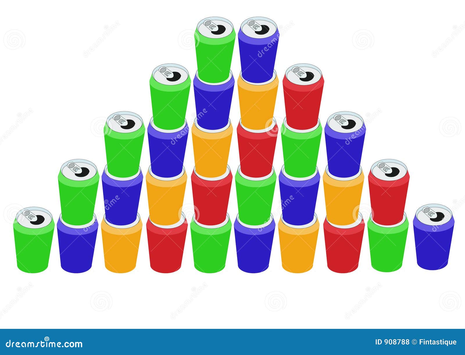 Pyramid of colorful cans stock vector. Illustration of drink - 908788