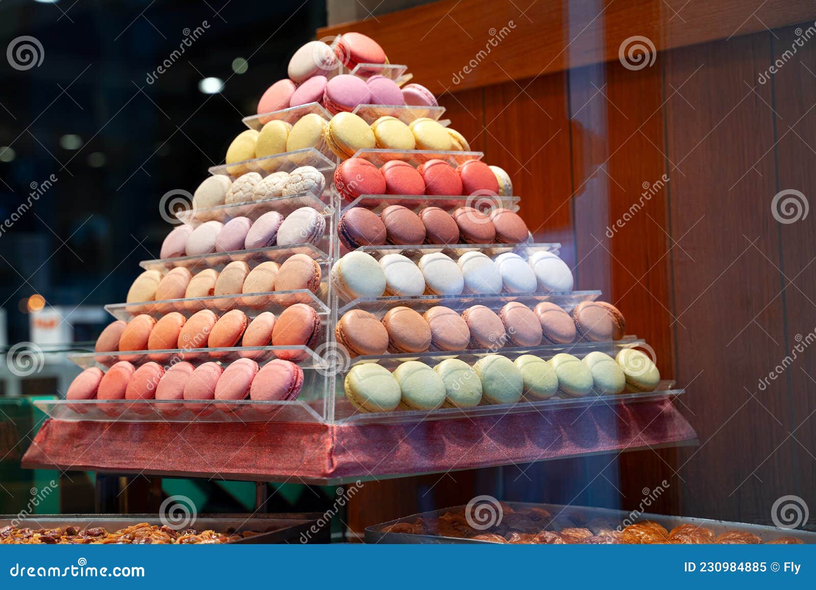 Pyramid of Colorful Macarons in Sweets Store Window Stock Image - Image ...