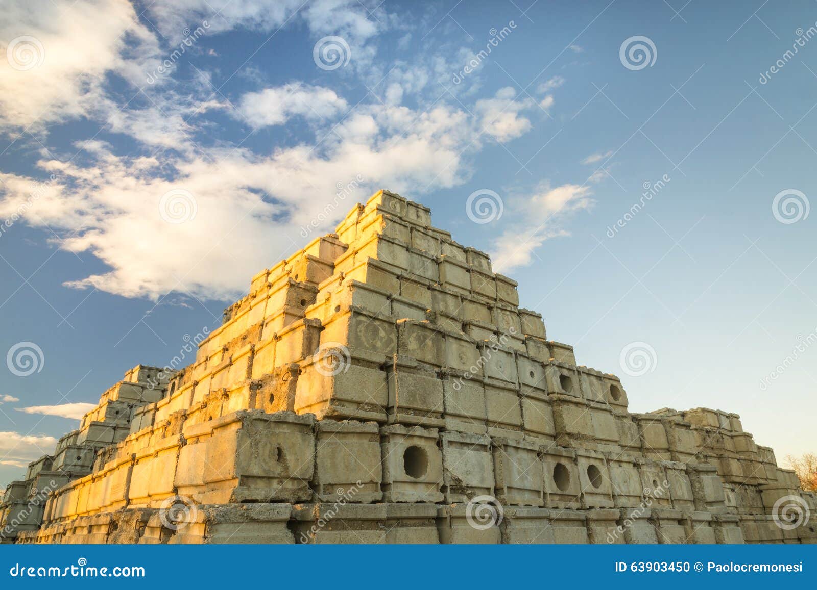 Pyramid of concrete blocks stock photo. Image of east - 63903450
