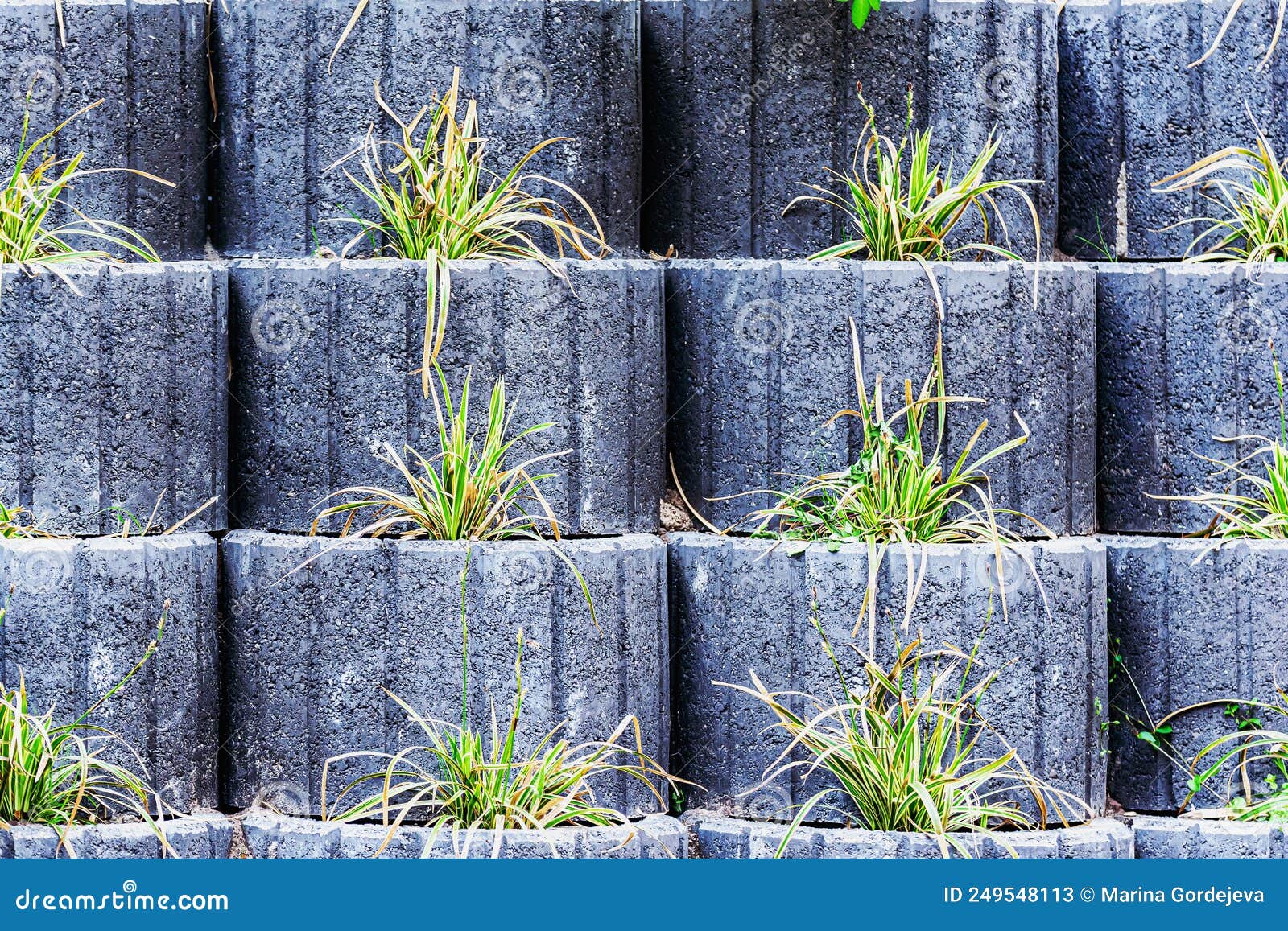 Pyramid of Concrete Flower Beds with Plants. Modern Urban Design Stock ...