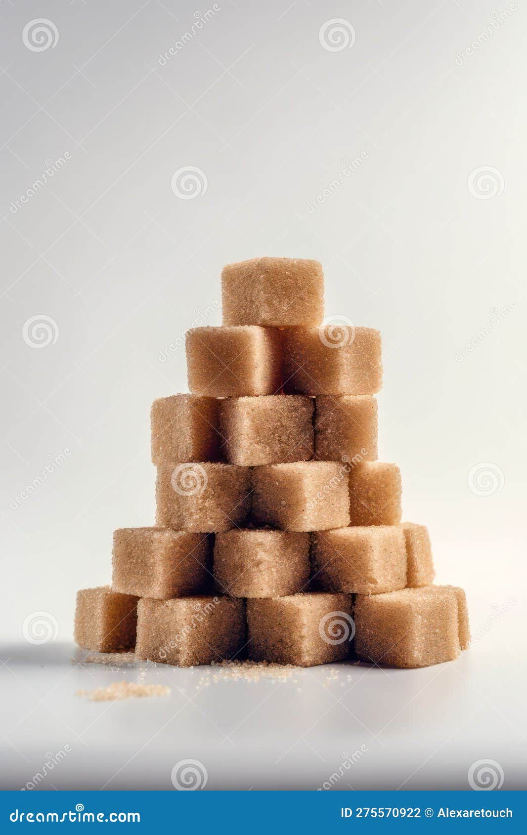 Pyramid Consisting of Pieces of Cane Sugar on a Light Background Stock ...