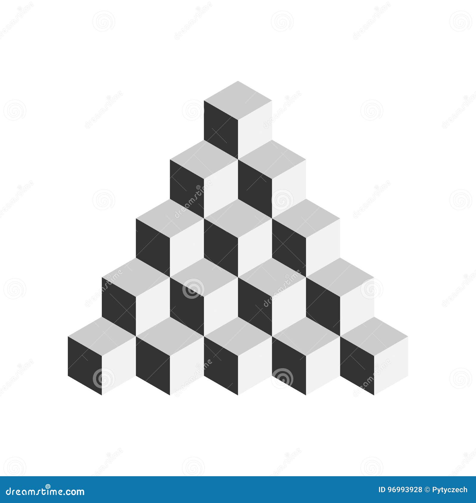Pyramid of Cubes. 3D Vector Illustration Isolated on White Background ...