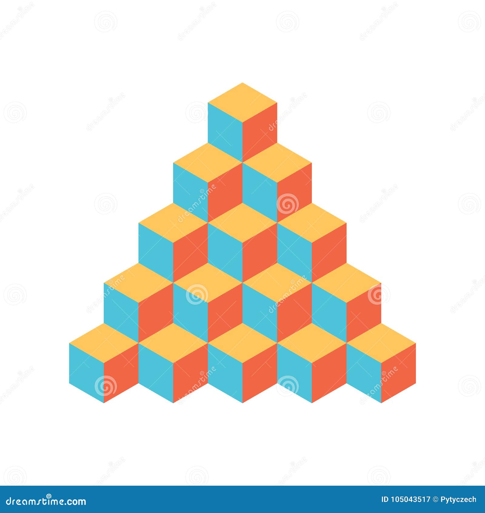 Pyramid of Cubes. 3D Vector Illustration Isolated on White Background ...