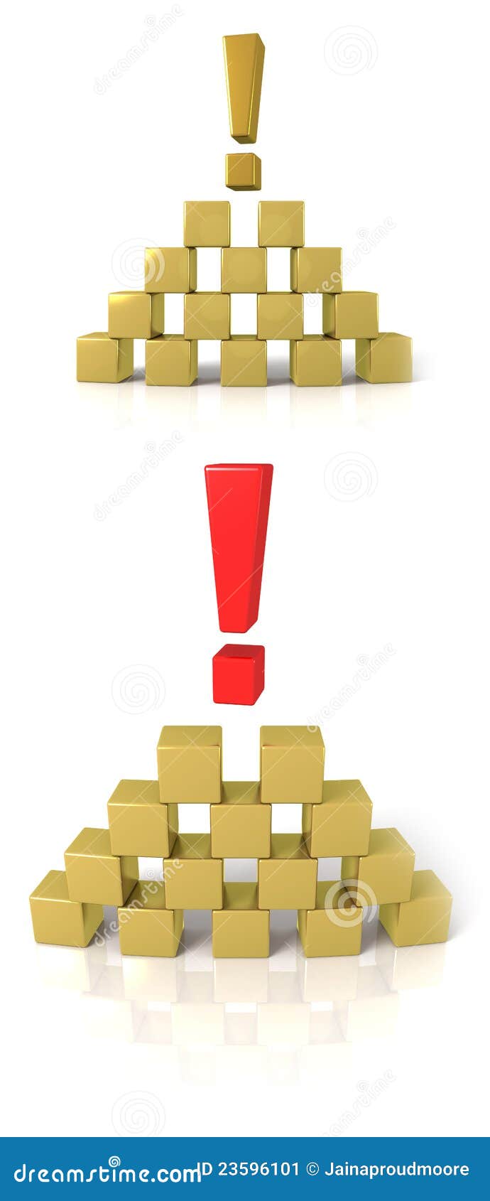 The Pyramid of Cubes with a Exclamation Mark Stock Illustration ...