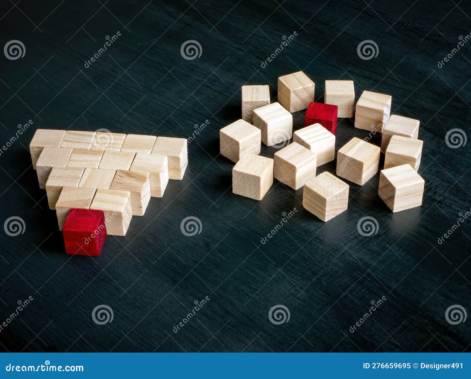 Pyramid of Cubes and a Pile. Concept Leadership Leader or Boss. Stock ...