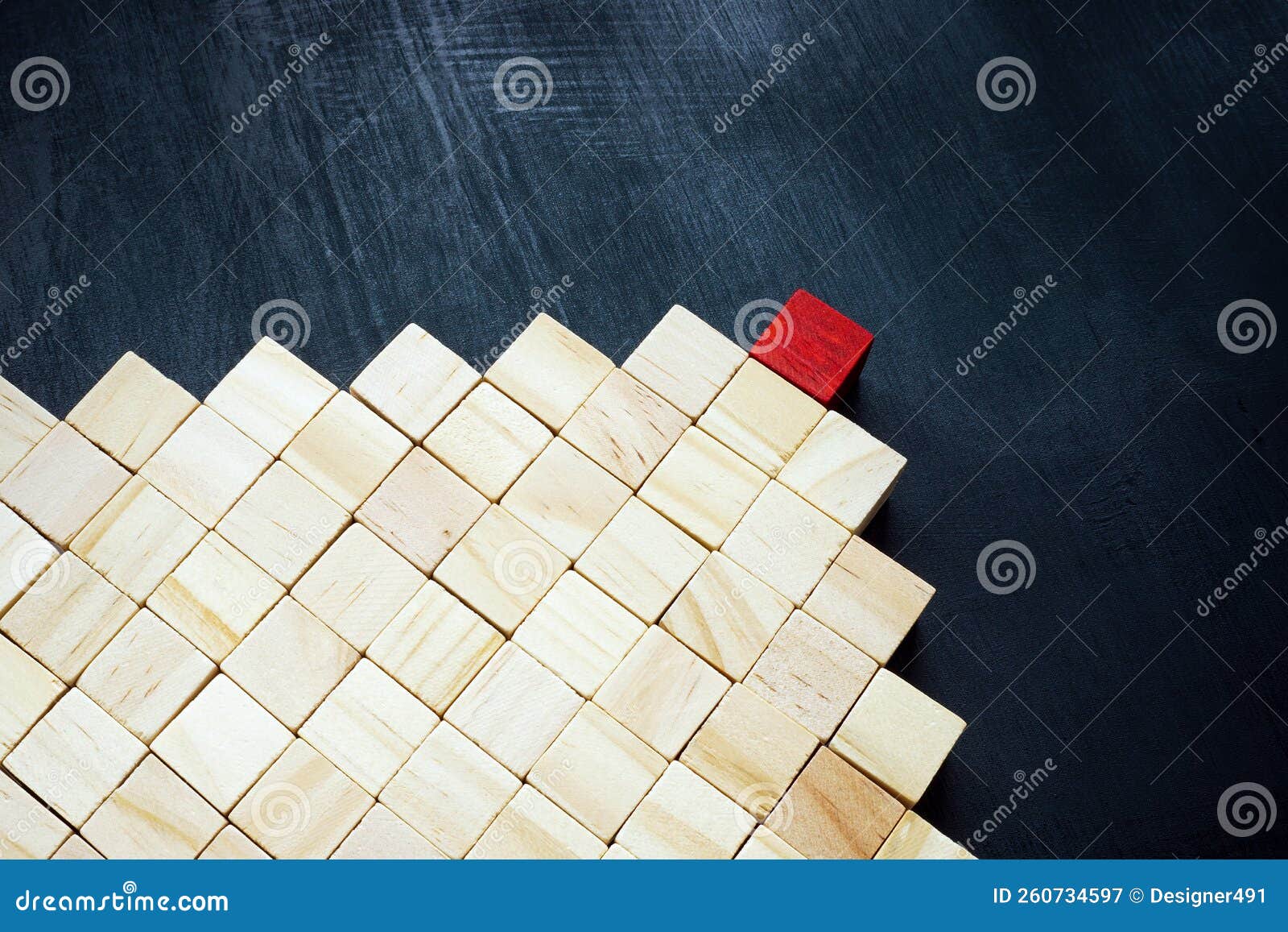 Pyramid of Cubes and Red As the Leader. Leadership Development Concept ...