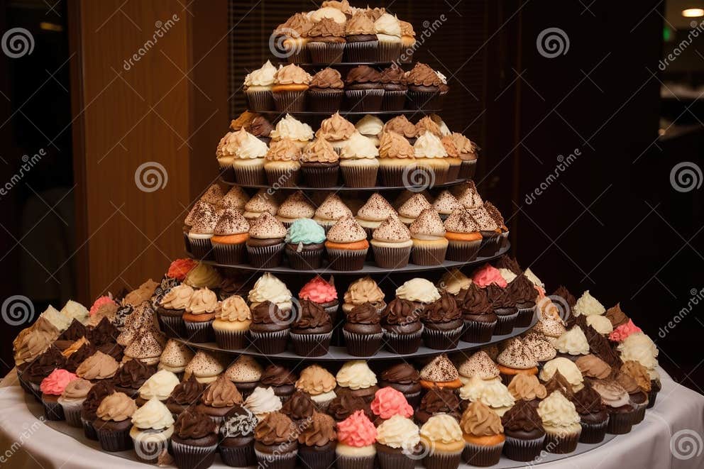 Pyramid of Cupcakes, Each Layer a Different Flavor Stock Illustration ...