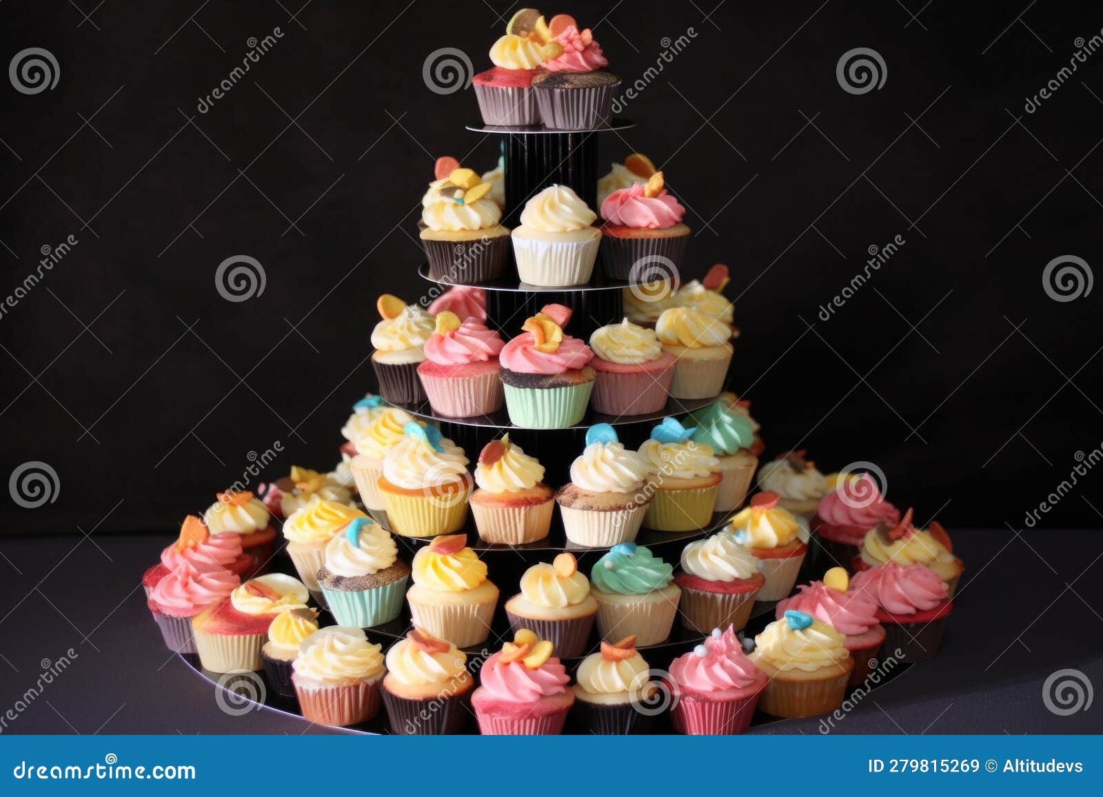Pyramid of Cupcakes, Each Layer a Different Flavor Stock Illustration ...