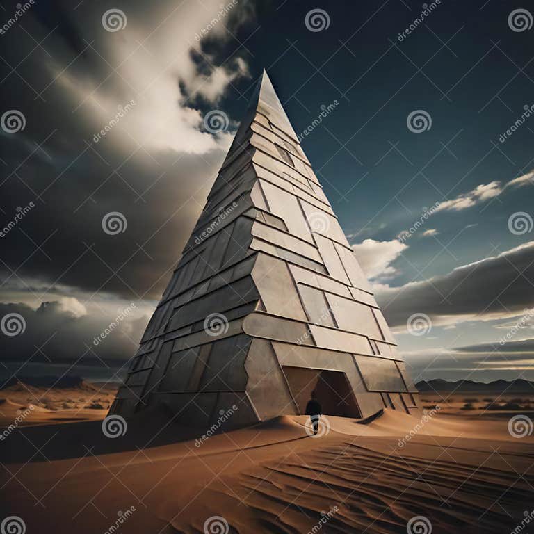 A Pyramid in the Desert with Clouds in the Background. Generative Ai ...