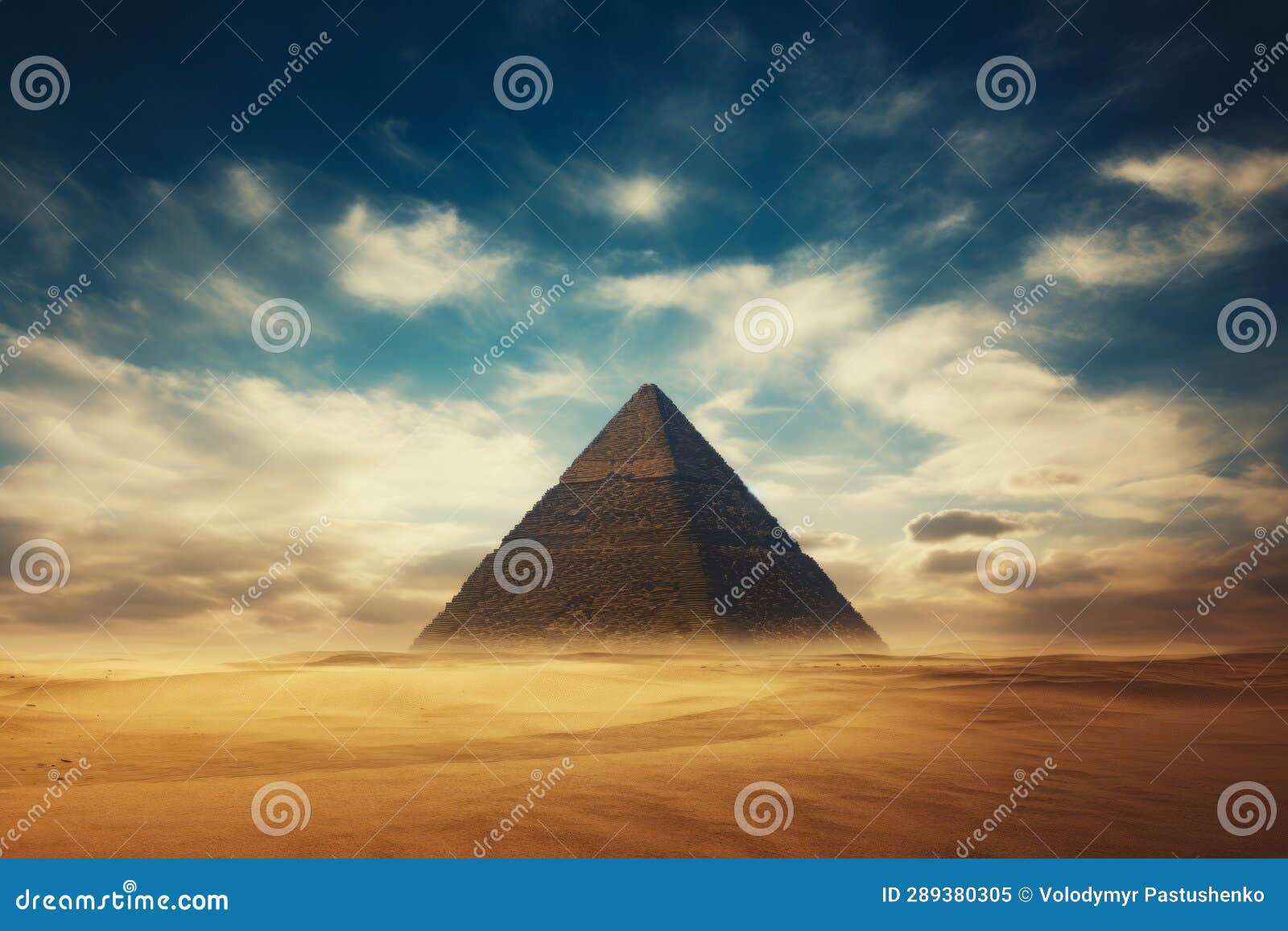 Pyramid in the Desert with Sky Background and Clouds. Generative AI ...