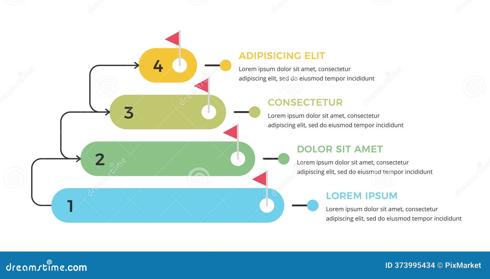 Pyramid Four Steps Triangle Infographics Royalty-Free Cartoon ...